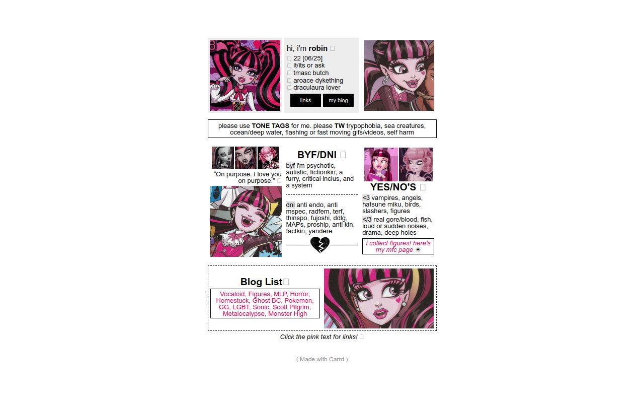 Robin's carrd [Monster High edition]